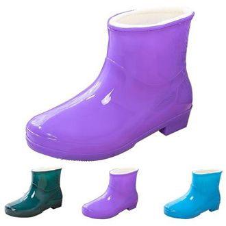 Generic Wellington Bottes de pluie courtes pour femme, l&eacute;g&egrave;res et imperm&eacute;ables, antid&eacute;rapantes, bottines Chelsea &eacute;l&eacute;gantes &agrave; talon moyen avec semelles confort