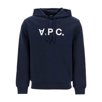 A.P.C. Logo Print Kapuzenpullover mit Kordelzug - - Sweatshirts & Hoodies - Damen - Blau - XL