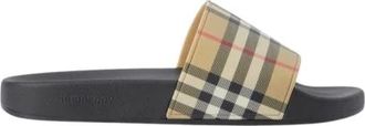 Burberry Slides Check - Femme - Chaussures - Beige - Taille: 35 EU