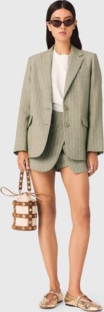 Maje Blazer Aus Leinenmischung - Khaki - Maje