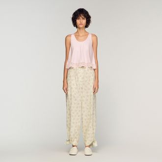 Sandro Pantalon large &agrave; imprim&eacute; fleurs
