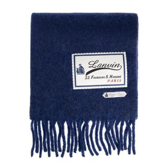 Lanvin Wollschal mit Logo - - Accessories - Damen - Blau - ONE SIZE