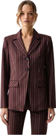 Patrizia Pepe Veste &agrave; rayures stretch - Femme - Vestes - Brun - Taille: 40 FR
