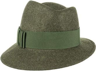 Lierys Chapeau pour Femme Asym Melange by - Made in Italy de Feutre avec Ruban Gros Grain Printemps-ete - Taille Unique Olive