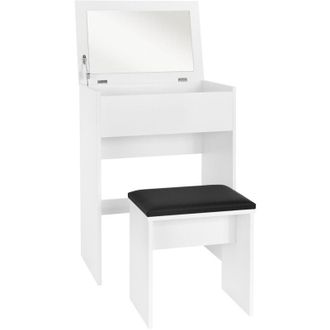ML Design ML-Design Schminktisch mit Hocker, Frisiertisch mit Spiegel, 60 x 40 x 122 cm, Wei&szlig;, modern, Kosmetiktisch, Frisierkommode, Schminkkommode, Make-up