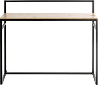 PEGANE Meuble console, table console en bois coloris chêne et métal noir -longueur 100 x profondeur 30 x hauteur 89 cm