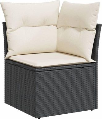 vidaXL Garten-Ecksofa mit Kissen Schwarz Poly Rattan vidaXL