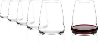 Stölzle Rotweinbecher Cocoon 6er-Set 555ml - Moderne Weingläser ohne Stiel für maximale Aromaentfaltung - Flache Rotweingläser aus Kristallglas - Spülmaschine