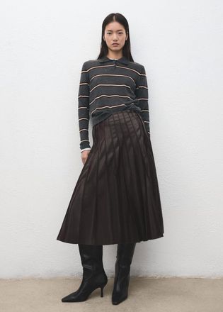 Mango Pull-over rayures col polo gris chin&eacute; moyen - Femme - XS - MANGO