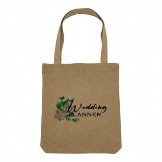 Fabulous Sac Shopping Tote Bag Aspect Lin - Wedding Planner Wedding Blue Flowers - Sac de Courses Toile Epaisse 360g Beige Naturel Cabas Port&eacute; Epaule Solide Im