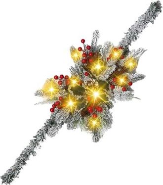 Generic Guirlande de No&euml;l d&eacute;corative pour bo&icirc;te aux lettres - Guirlande de No&euml;l artificielle - Guirlande lumineuse de No&euml;l - D&eacute;coration de jardin