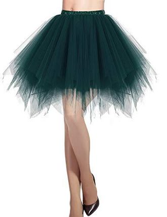 Dresstells Jupon Jupe Ballet Tutu Court en Tulle Couleurs vari&eacute;es, Vert Fonc&eacute; L