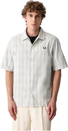 Fred Perry Homme, Chemises, Blanc, Taille: M Short Sleeve Chemises