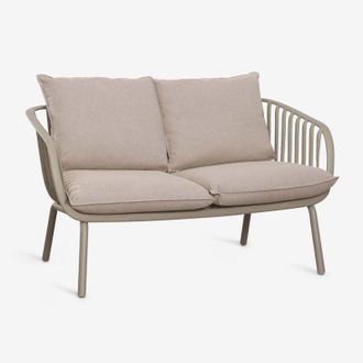 Sklum 2-Sitzer Garten-Sofa aus Stahl und Polypropylen Aradina Moka Braun