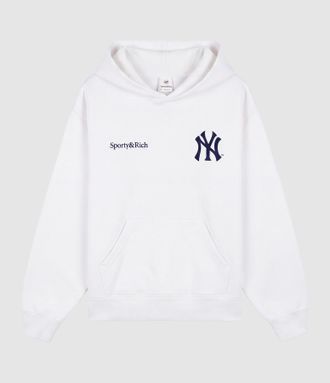 Sporty & Rich Sweatshirt Hoodie Yankees Curve White, Collaboration Sporty & Rich x 47Brand