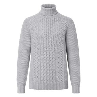 Drumohr Pull &agrave; col roul&eacute; Aran - Homme - Pulls - Gris - Taille: XL