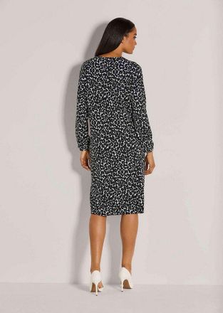 Madeleine Midikleid Modernes Jersey-Kleid mit Leo-Print Midikleid mit Rundhals, langen &Auml;rmeln und Taschen