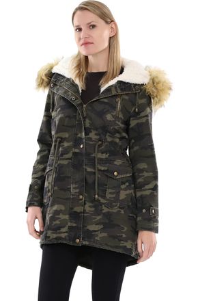 Malito more than fashion malito - Parka Damen mit Kunstfell-Kapuze, Innenfutter & 5 Fronttaschen - warme Jacke f&uuml;r Herbst & Winter - gef&uuml;tterte Winterjacke 81099 (Military | G