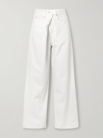 A Gold E Vana Tief Sitzende Jeans Mit Weitem Bein Und Falte - Wei&szlig;