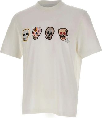 Paul Smith Homme, Tops, Blanc, Taille: XL Skulls T-Shirt