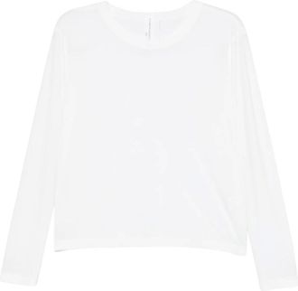 Norma Kamali Femme, Tops, Blanc, Taille: 40 FR Cropped Long Sleeve Top
