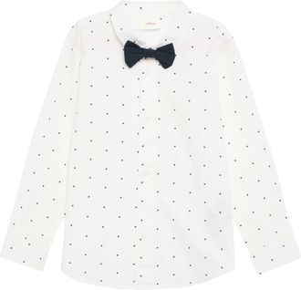 s.Oliver Baumwollhemd mit Minimalprint und abnehmbarer Fliege