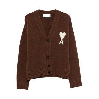 Ami Quota V-Ausschnitt Cardigan - - Knitwear - Herren - Braun - M