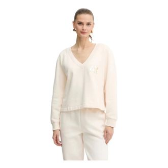 A|X Armani Exchange Femme, Sweatshirts et sweats &agrave; capuche, Beige, Taille: 42 FR Tricot col en V