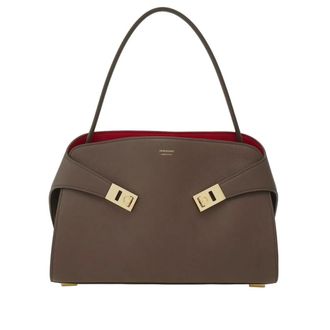Ferragamo Hobo Bags - Structured Brown Calf Leather Shoulder Bag - Gr. unisize - in Grau - f&uuml;r Damen