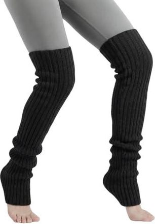 Generic Y2K Harajuku Jambi&egrave;res longues et souples en tricot c&ocirc;tel&eacute; uni pour femme, Noir, taille unique