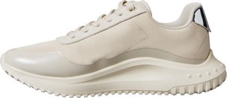 Calvin Klein Damen Eva Runner Lace Up Mat Mix Yw0yw02016 Low-Top, Beige Stony Beige Turtle Dove Silver, 39 EU