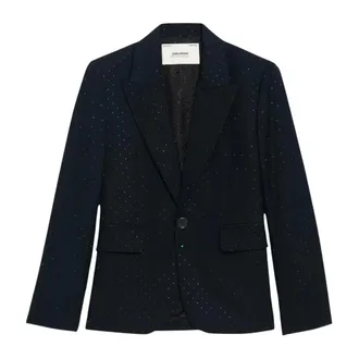 Zadig&Voltaire Femme, Vestes, Bleu, Taille: 36 FR Valse Strass Blazer