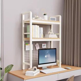 Generic Tischregal Schreibtisch Monitor Platzsparend 98 cm Höhe Schreibtischregal Schmal Offene Fächer Schreibtisch Bücherregal Aufsatz für Home Office(White,