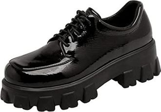 Generic Mocassins pour femme - Coupe large - Style d&eacute;contract&eacute; - Classique - Confortable - Semelle &eacute;paisse - Cuir synth&eacute;tique brillant - Talon bas - Antid&eacute;rap