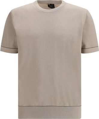 Brioni Homme, Tops, Beige, Taille: L Cotton Crew Neck T-Shirt
