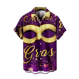 Generic Costume de carnaval pour homme - Chemise &agrave; manches courtes tendance - Coupe ajust&eacute;e - Chemise de loisirs avec boutonni&egrave;re - Chemise de vacances - V&ecirc;te