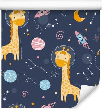 OEM Carta Da Parati Con Animali Nello Spazio Per Soggiorno E Camera Da Letto, 50x1000 Cm