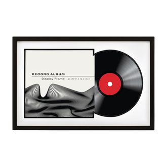 MCS Doppelter Matter Schallplatten-Albenrahmen, 41,5 x 63,5 cm, schwarzer Rahmen f&uuml;r LP-Vinyl-Schallplatten und Jacken-Display mit schwarzer Mattung, 1 St