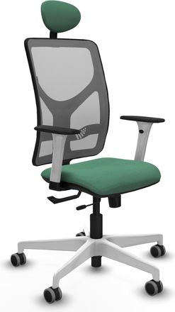 Piqueras y Crespo B&uuml;ro-Rollstuhl mit wei&szlig;en und schwarzen Armlehnen, h&ouml;henverstellbare Lendenwirbelst&uuml;tze und festes Kopfteil, ausgestattet mit Syncro/Traslack. Grau/Sm