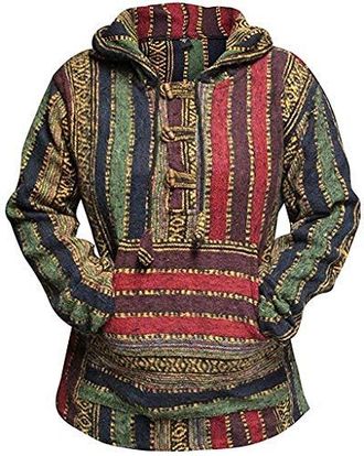 Shopoholic Fashion Sweat Capuche Multicolore Hippie Boho Baja pour Femme, (Bordeaux, XXL)