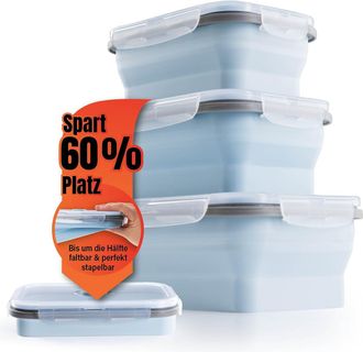 Gourmetmaxx Frischhaltedosen mit Deckel Klick-it 4-Dosen-Set | Zusammenfaltbare Aufbewahrungsboxen für Meal Prep | Luftdichte & auslaufsichere Vorratsdosen mit De