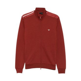 Emporio Armani Sweater mit halbem Rei&szlig;verschluss und Logostickerei - - Sweatshirts & Hoodies - Herren - Rot - XL