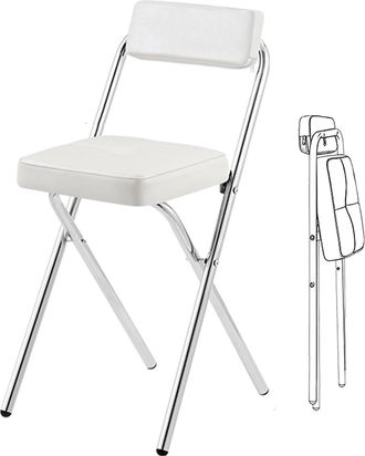 Generic Quadratischer, Gepolsterter Fr&uuml;hst&uuml;ckshocker, Klappbarer Barhocker in Tresenh&ouml;he mit R&uuml;ckenlehne, f&uuml;r Zuhause und K&uuml;che, Tragkraft 150 Kg(White,55cm/2