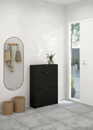 Dmora Schuhschrank Edith, Schuhregal, Mehrzweck-Eingangsgarderobe, M&ouml;bel f&uuml;r Schuhe, 70x24 h101 cm, Schwarz