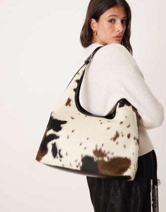 Gina Tricot Gina Tricot - Grand cabas porté épaule - Imprimé vache-Multicolore