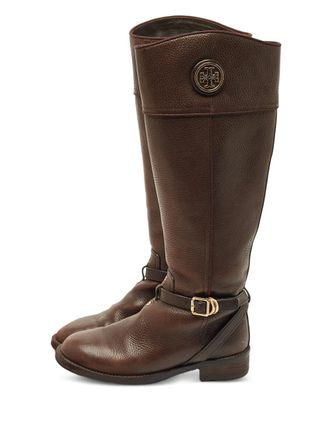 Tory Burch Double-T buckle leather boots - Braun