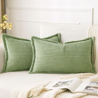 Miulee Kordsamt Kissenbezug Weiche Kissenhülle Dekorative Sofakissen Quadratische Dekokissen Moderne Zierkissenbezug Gestreifte Kissenbezüge für Wohnzimmer S