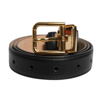 Dolce & Gabbana Schwarzer Lederg&uuml;rtel mit Logo - - Accessories - Damen - Schwarzk - ONE SIZE