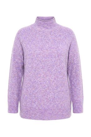 Miamoda Strickpullover Pullover Loose Fit Melangestrick Stehkragen