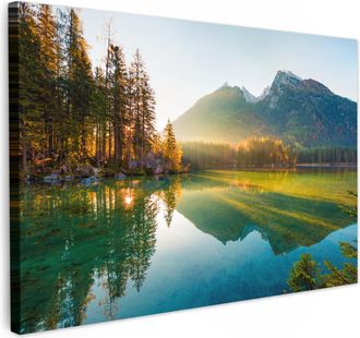 MuchoWow © Leinwand Bilder Klein 30x20 cm Mini Wanddeko Wohnzimmer Aesthetic Room Decor Deko Zimmer Wandbilder Modern Fotogeschenke See - Wald - Berge - Bild N